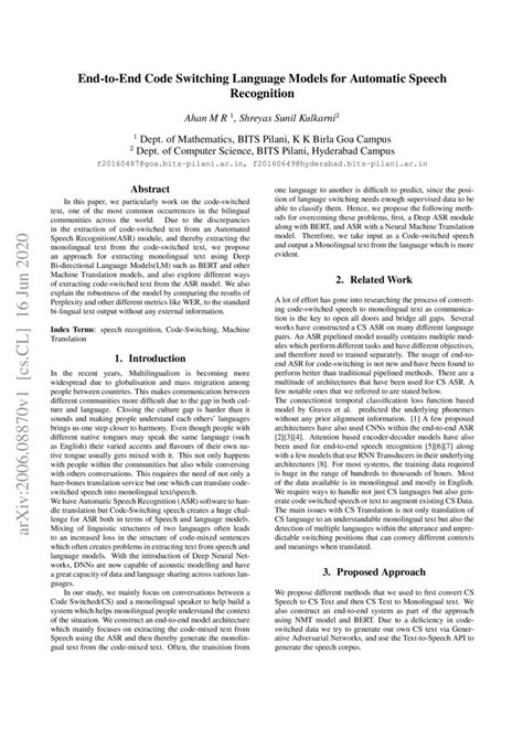 End To End Code Switching Language Models For Automatic Speech