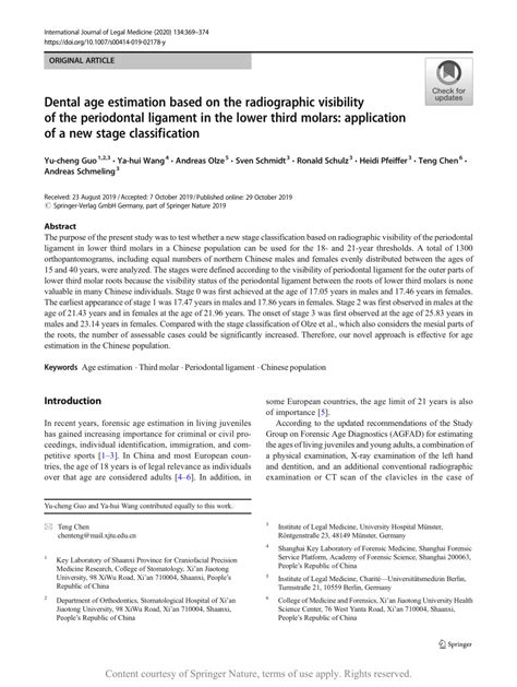 Dental Age Estimation Based On The Radiographic Visibility Of The Periodontal Ligament In The