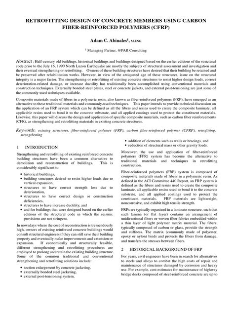 Retrofitting Design Of Concrete Members Using Carbon Fiber Reinforced Polymers Cfrp Pdf