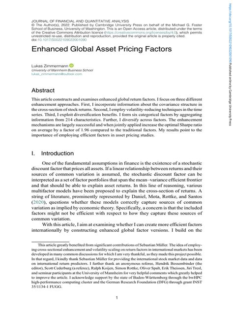 Enhanced Global Asset Pricing Factors Pdf