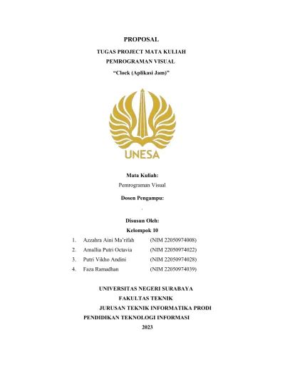 proposal tugas project mata kuliah pemrograman visual “clock aplikasi