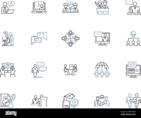 Teaching Outline Icons Collection Tutor Instruct Educate Guide Coach Direct Lecture