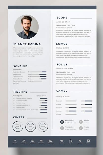Professional And Modern Cv Layout With Clear Section Divisions And Skills Percentage Premium