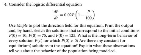 solved consider the logistic differential equation dp dt