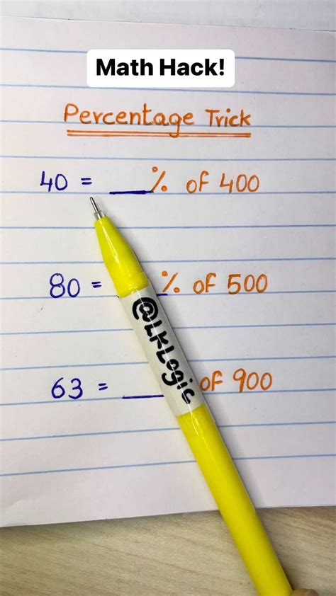Lk Logic On Instagram Percentage Hack Math Tricks Teaching Math Strategies Math Tutorials