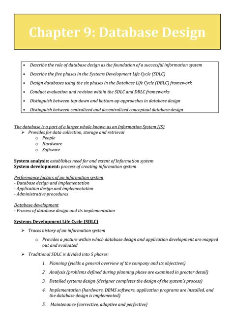 Chapter Database Design Describe The Role Of Database Design As The Foundation Of A