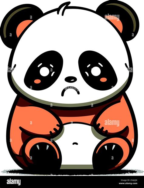 Cute Panda Sitting With Sad Expression Cartoon Vector Illustration
