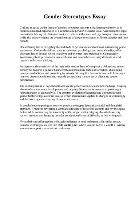 Gender Stereotypes Essaypdf