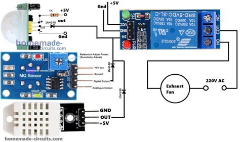 Smart Bathroom Exhaust Fan Controller Circuit With Sensors Homemade Circuit Projects