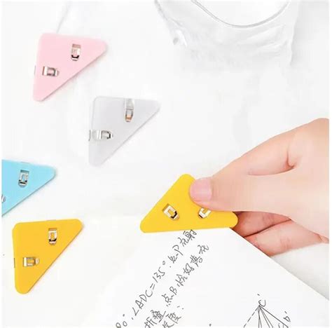 창의적인 삼각형 클립 빌 클립 책 종이 모서리 클립 바인더 클립 책상 보관 선반 사무실 데스크탑 정리 문구 데스크 액세서리 및 주최자