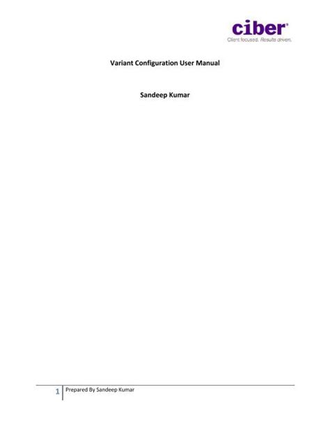 Sap Variant Configuration User Manual