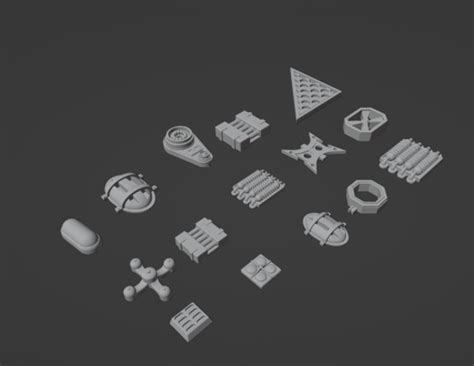 3d File 28mm Scale Science Fiction Greeble Two Set・3d Printing Design To Download・cults