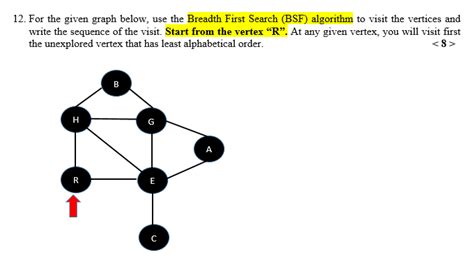 Solved For The Given Graph Below Use The Breadth First