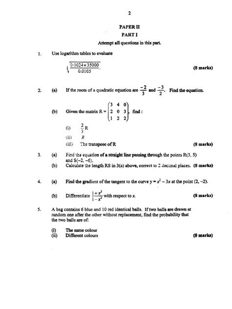Mathematics Paper Ii Pdf