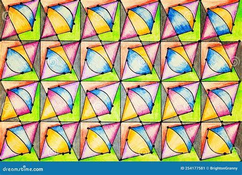 squares curves and points pattern drawing stock illustration