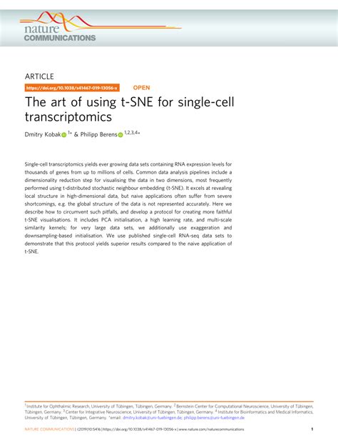 Pdf The Art Of Using T Sne For Single Cell Transcriptomics
