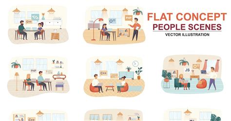 Collection Programming Flat Concept People Scenes By Alexdndz On Envato