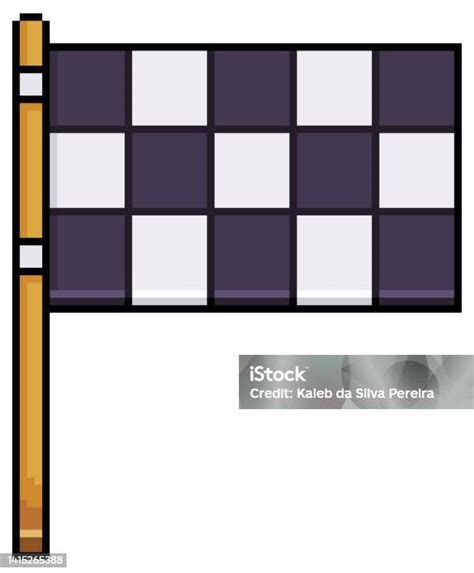 픽셀 아트 체크 무늬 레이싱 플래그 벡터 아이콘 8 비트 게임 Championship에 대한 스톡 벡터 아트 및 기타 이미지 Championship 검은색 경쟁