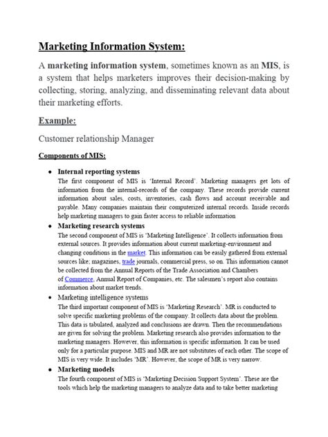 Marketing Information System Pdf Marketing Information