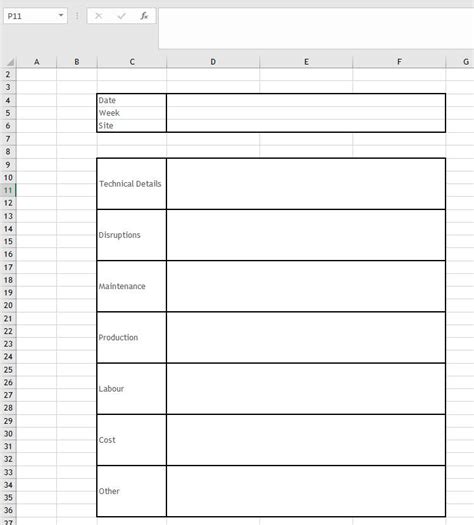 Excel Notes Template