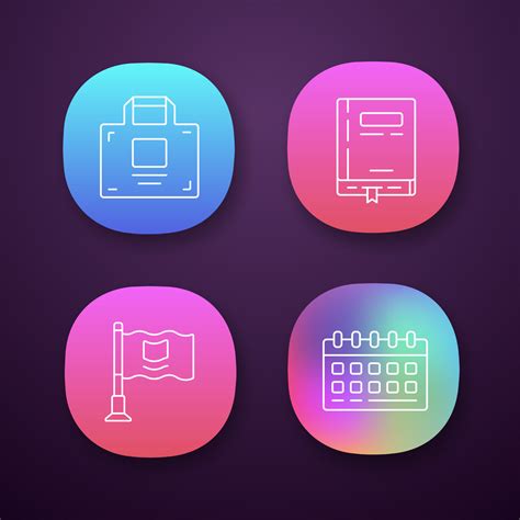 Office Accessories App Icons Set Ui Ux User Interface Web Or Mobile Applications Business