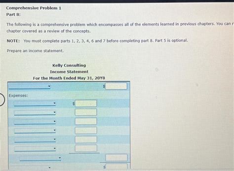 Part The Following Is A Comprehensive Problem Chegg Com