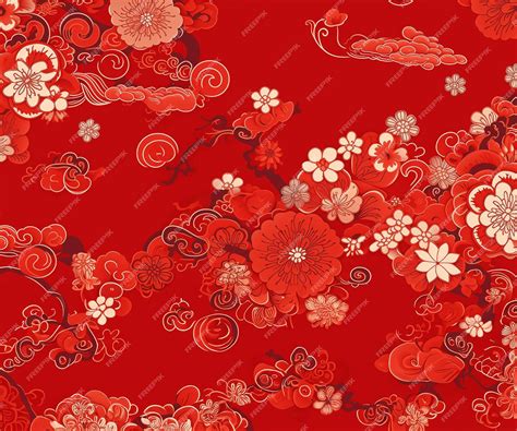 Premium Photo Chinese Flowers Frsh Red Color Tone With Traditional