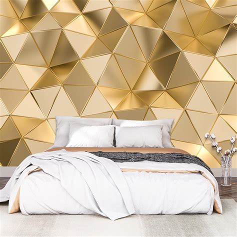 Zfbizhi 3d Golden Geometry Mural Wallpaper For Bedroom Living Room