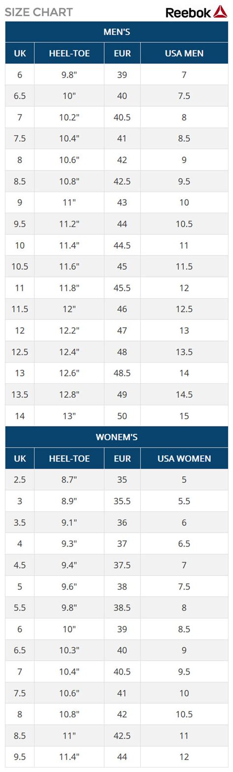 Reebok Bra Size Chart At James Auxier Blog