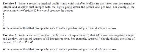 Solved Exercise 5 Write A Recursive Method Public Static