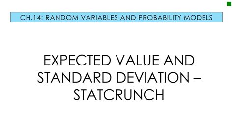 How To Find Standard Deviation Of Random Variable On Statcrunch At