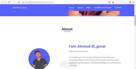 portfolio with HTML CSS and JavaScript مستقل