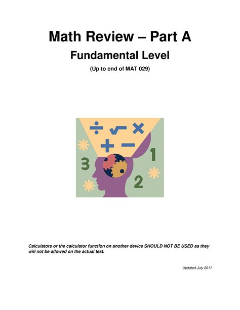 Math Fundamental A Fundamentals Math Review Part A Fundamental Level Up To End Of Mat 029