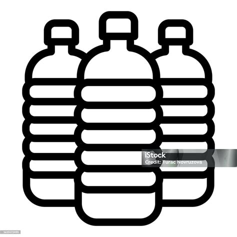 큰 병 라인 아이콘입니다 세 개의 물통 플라스틱 제품 디자인 컨셉 윤곽선 스타일 픽토그램 흰색 사용 및 앱 Eps 10 건강한 생활방식에 대한 스톡 벡터 아트 및 기타