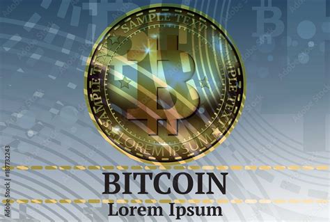 Digital Vector Realistic Bitcoin Cryptocurrency Abstract Virtual Style Background Stock Vector