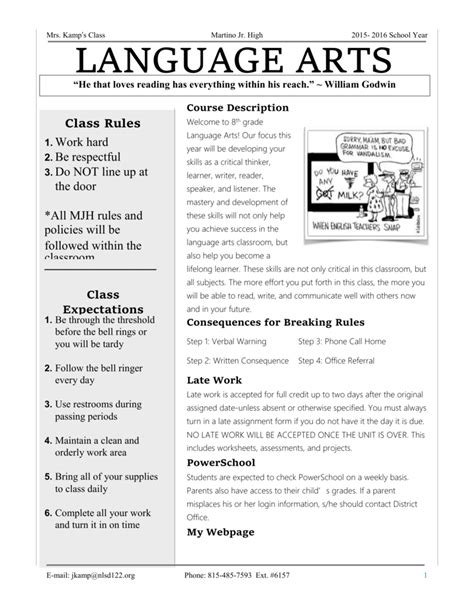 High School Language Arts Syllabus