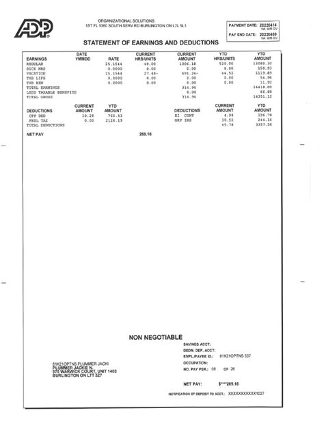 Adp Stub Example Pdf