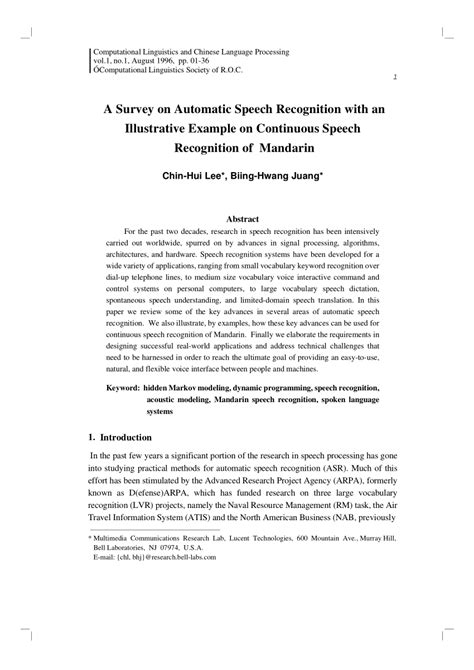 pdf a survey on automatic speech recognition with an illustrative