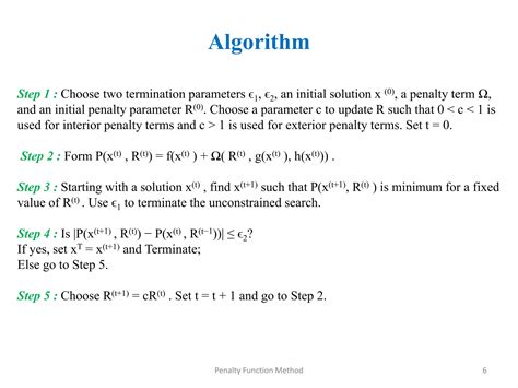 Penalty Function Method In Modern Optimization Techniques Pptx