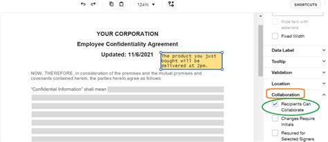 entering information into pre filled fields in a template before