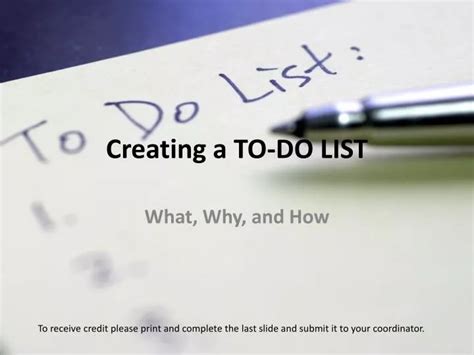 PPT Creating A TO DO LIST PowerPoint Presentation Free Download ID