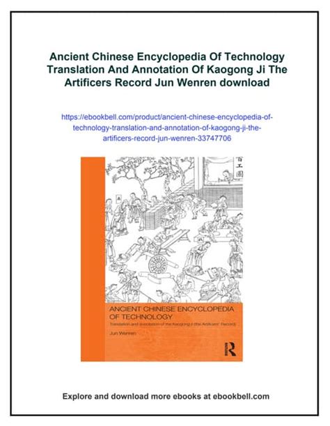 Ancient Chinese Encyclopedia Of Technology Translation And Annotation