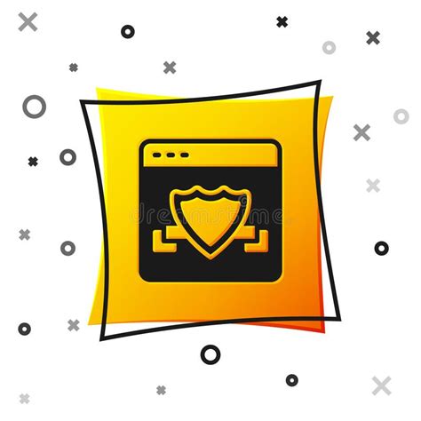Black Browser With Shield Icon Isolated On White Background Security