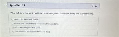 Solved Question 14what Database Is Used To Facilitate