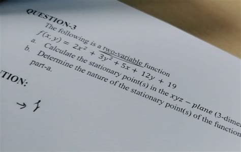 Solved Question 3 The Following Is A Two Variable Function
