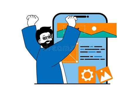 app development concept with people scene in flat web design vector
