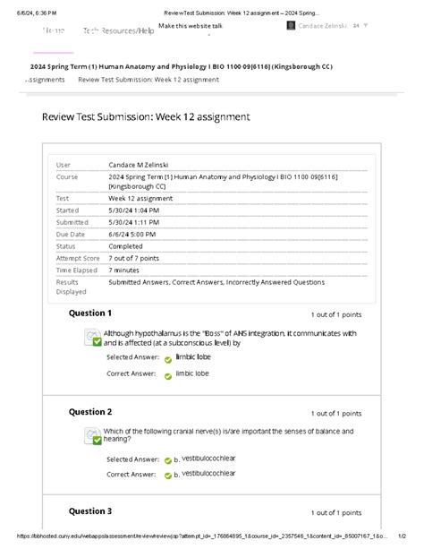 Review Test Submission Week Assignment Spring Review Test Submission Week