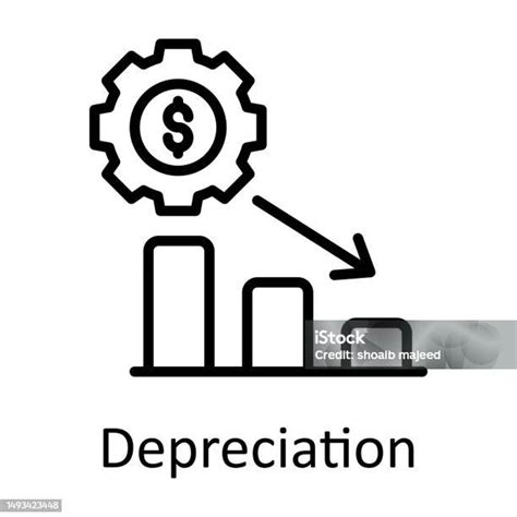 감가상각 벡터 개요 아이콘 디자인 그림입니다 흰색 배경에 세금 기호 Eps 10 파일 가격에 대한 스톡 벡터 아트 및 기타