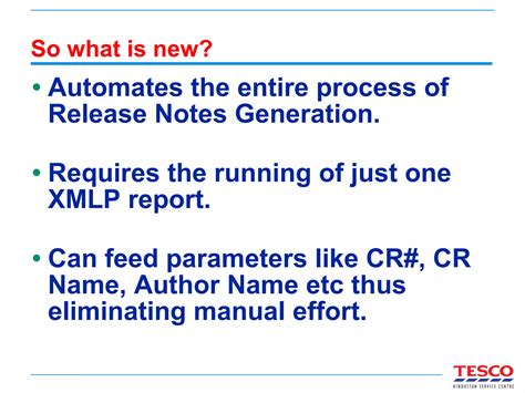 Release Notes Generation Using Xml Publisher Ppt