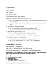 Questionnaire Docx Questionnaire Name Optional Age Sex Female Male Type Of Mobile